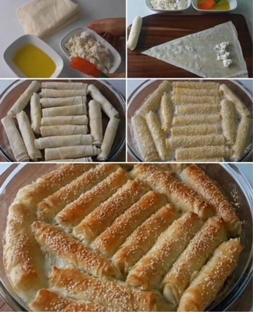 Delicioase piroșki cu foi de aluat gata făcute, îmbibate în apă ...